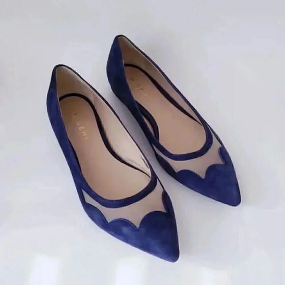 M. Gemi | Shoes | M Gemi Italian Blue Suede Leather Scallop Sheer Mesh ...